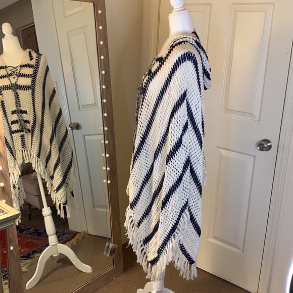 Free People | Sweaters | Anna Kosturova Cape Cod Crochet Stripe Poncho ...